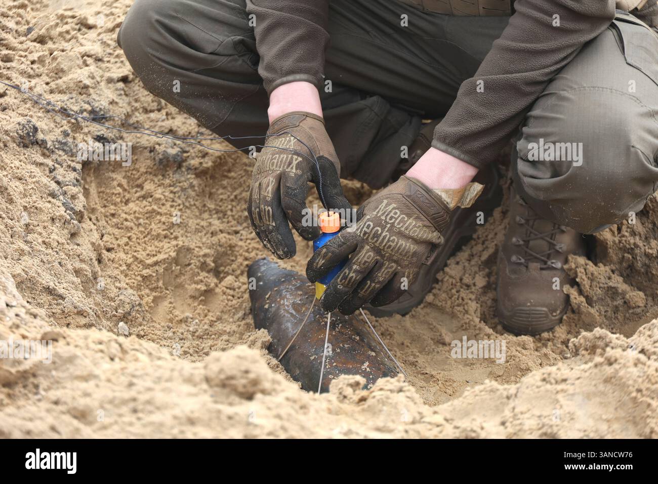 A soldier of a sapper platoon of an engineering and sapper battalion of ...