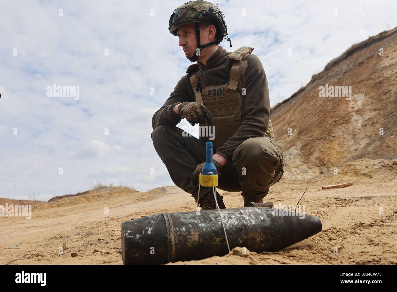 The commander of a sapper platoon of an engineering and sapper ...