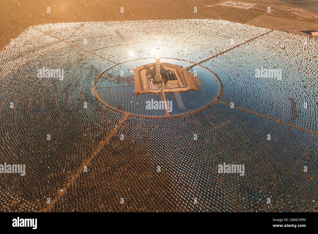 Aerial view of a concentrated solar thermal plant, Mojave Desert ...