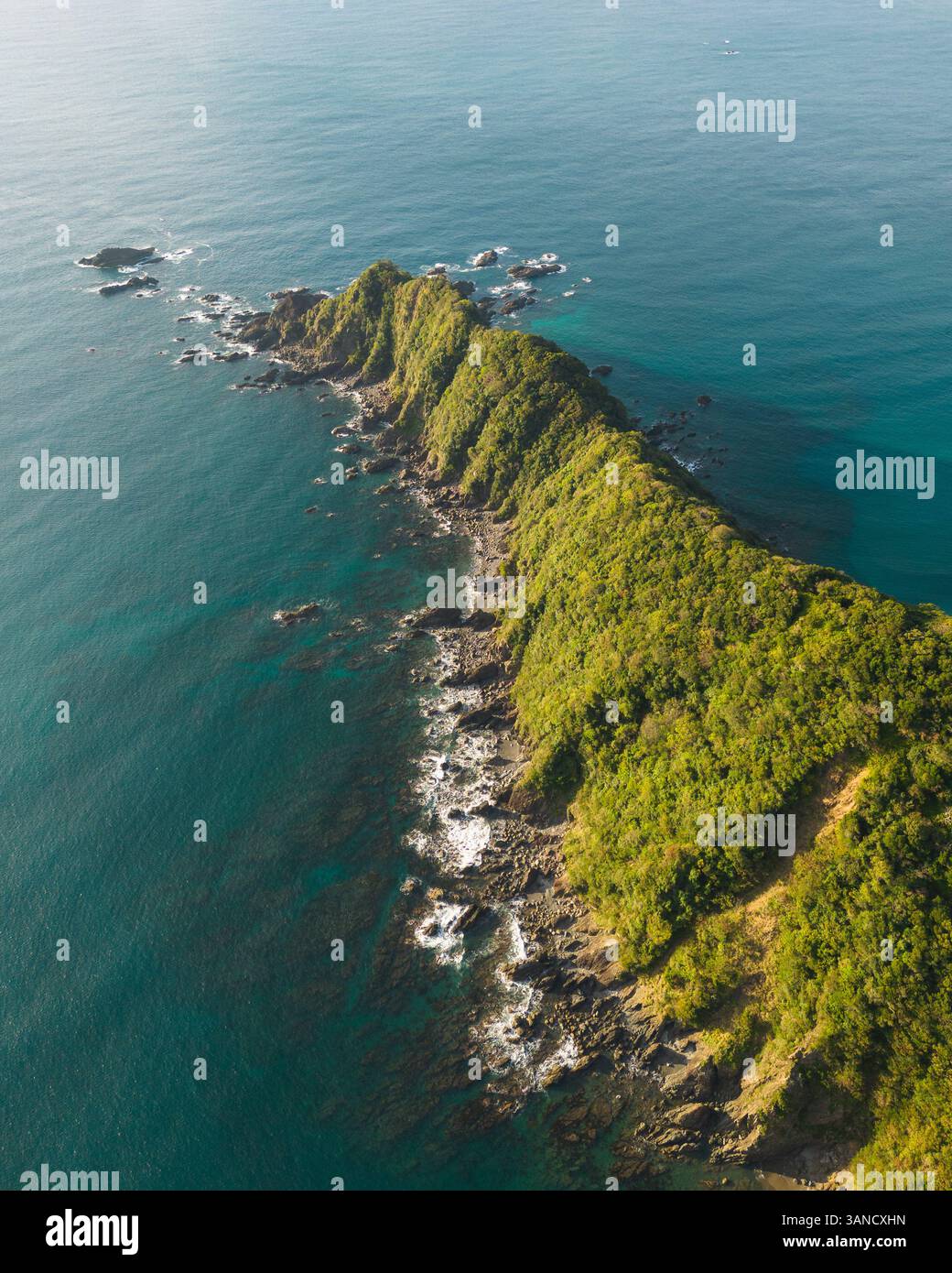 Aerial view of the coastal Yokonami Nature Park, Kochi, Shikoku, Japan ...