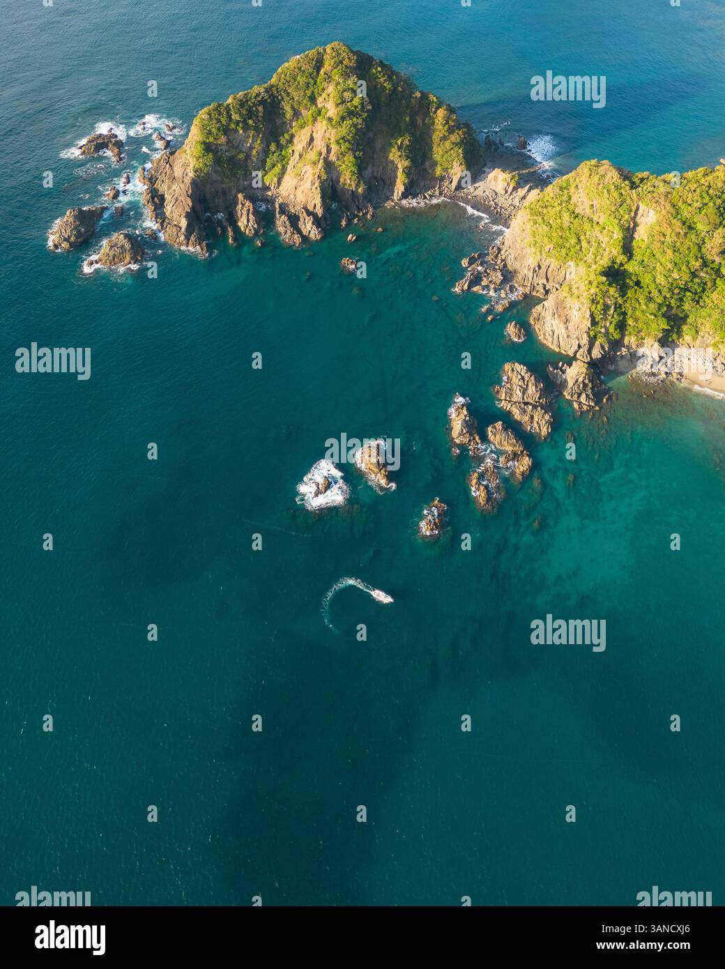 Aerial view of the coastal Yokonami Nature Park, Kochi, Shikoku, Japan ...