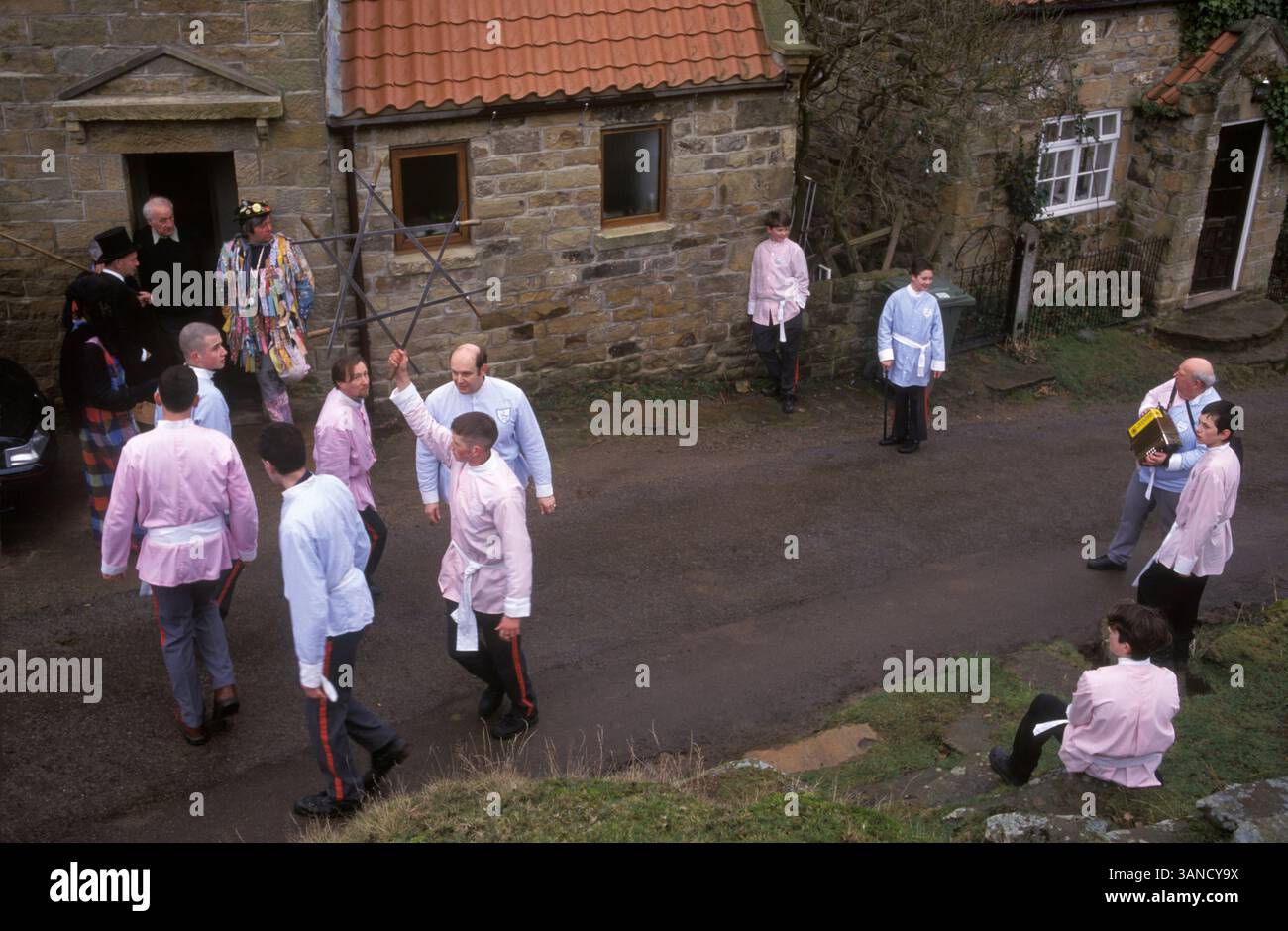 Goathland Plough Stots. The Longsword Dance team dancing in the the ...