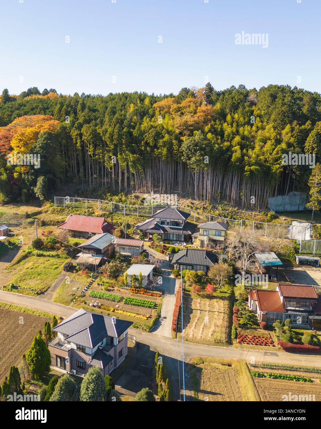 Aerial view of the japanese village Aida, Motegi, Tochigi Japan Stock ...