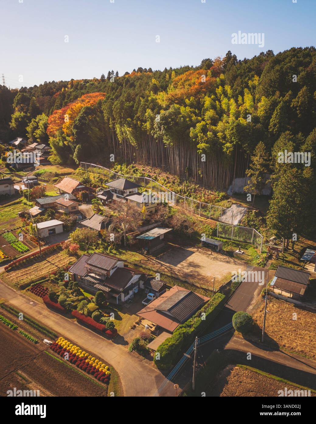 Aerial view of the japanese village Aida, Motegi, Tochigi Japan Stock ...