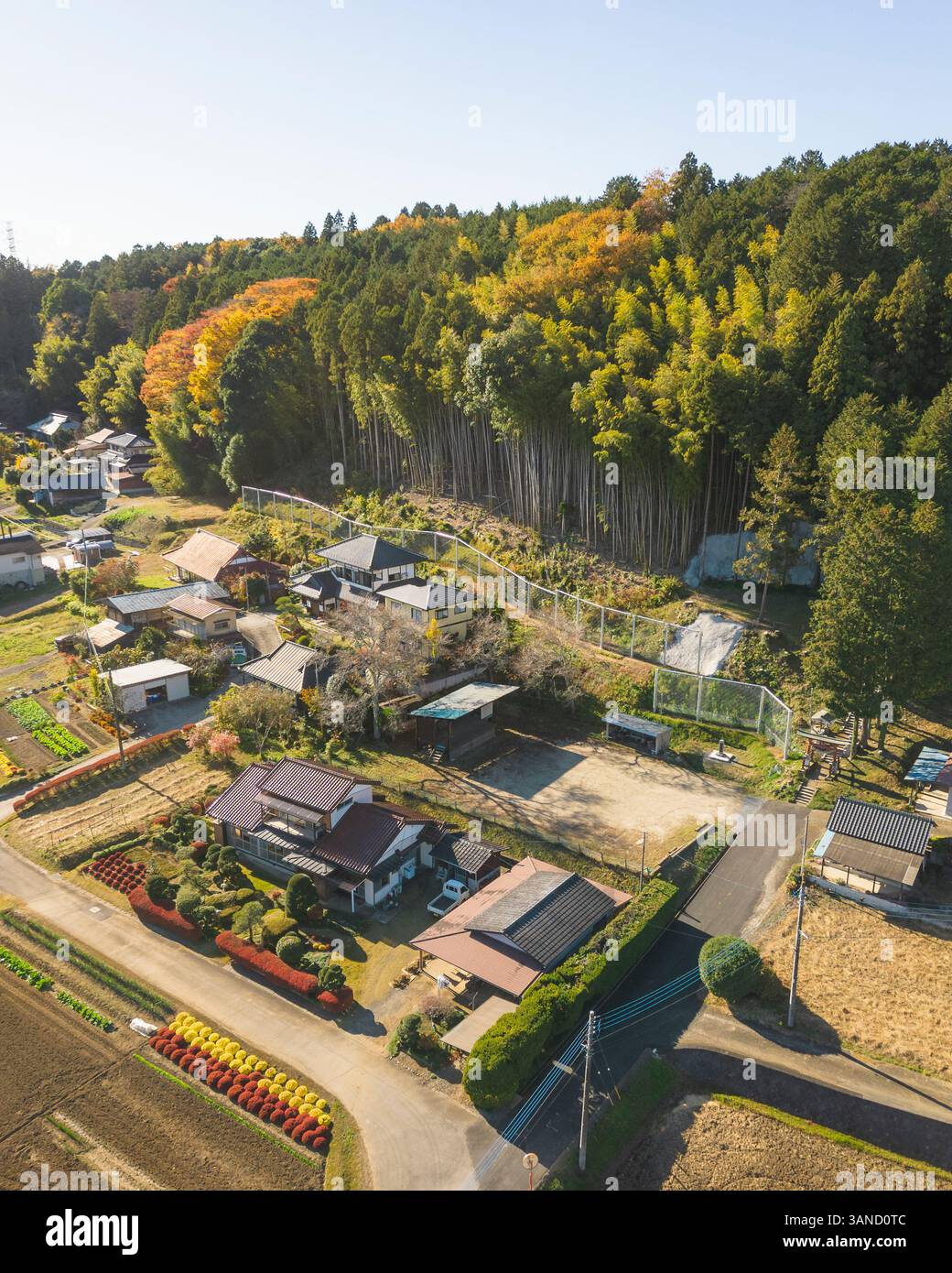 Aerial view of the japanese village Aida, Motegi, Tochigi Japan Stock ...