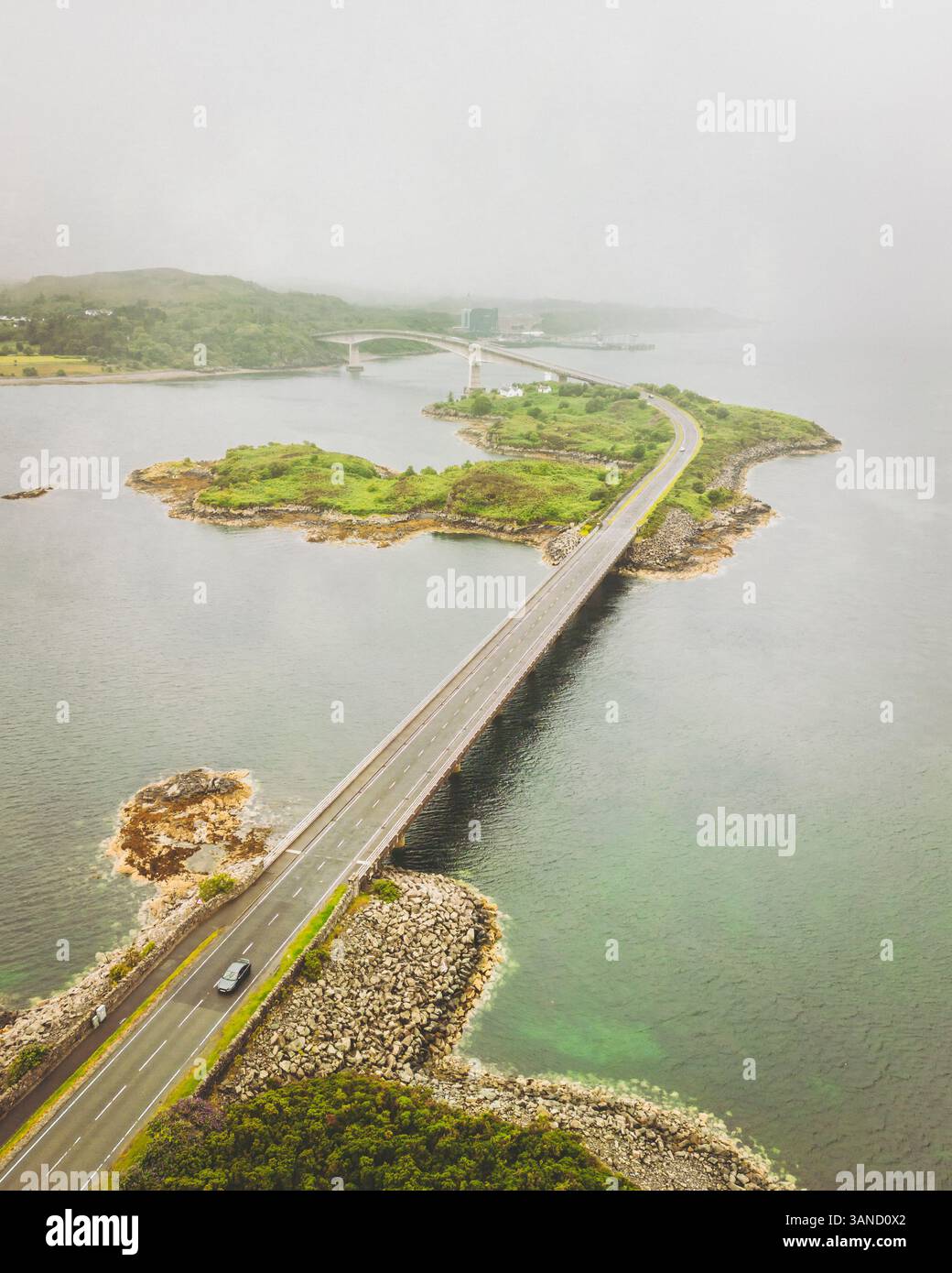 Aerial view of Skye Bridge, between Isle of Skye and Scotland, Scottish Highlands, Scotland ...