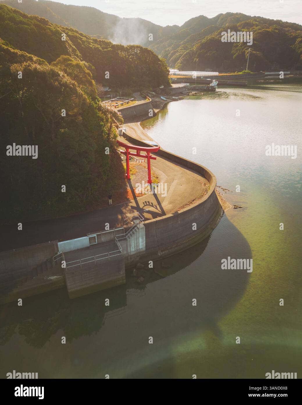 Aerial view of the Otonashi-jinja Shrine Torii, Kochi, Shikoku, Japan ...