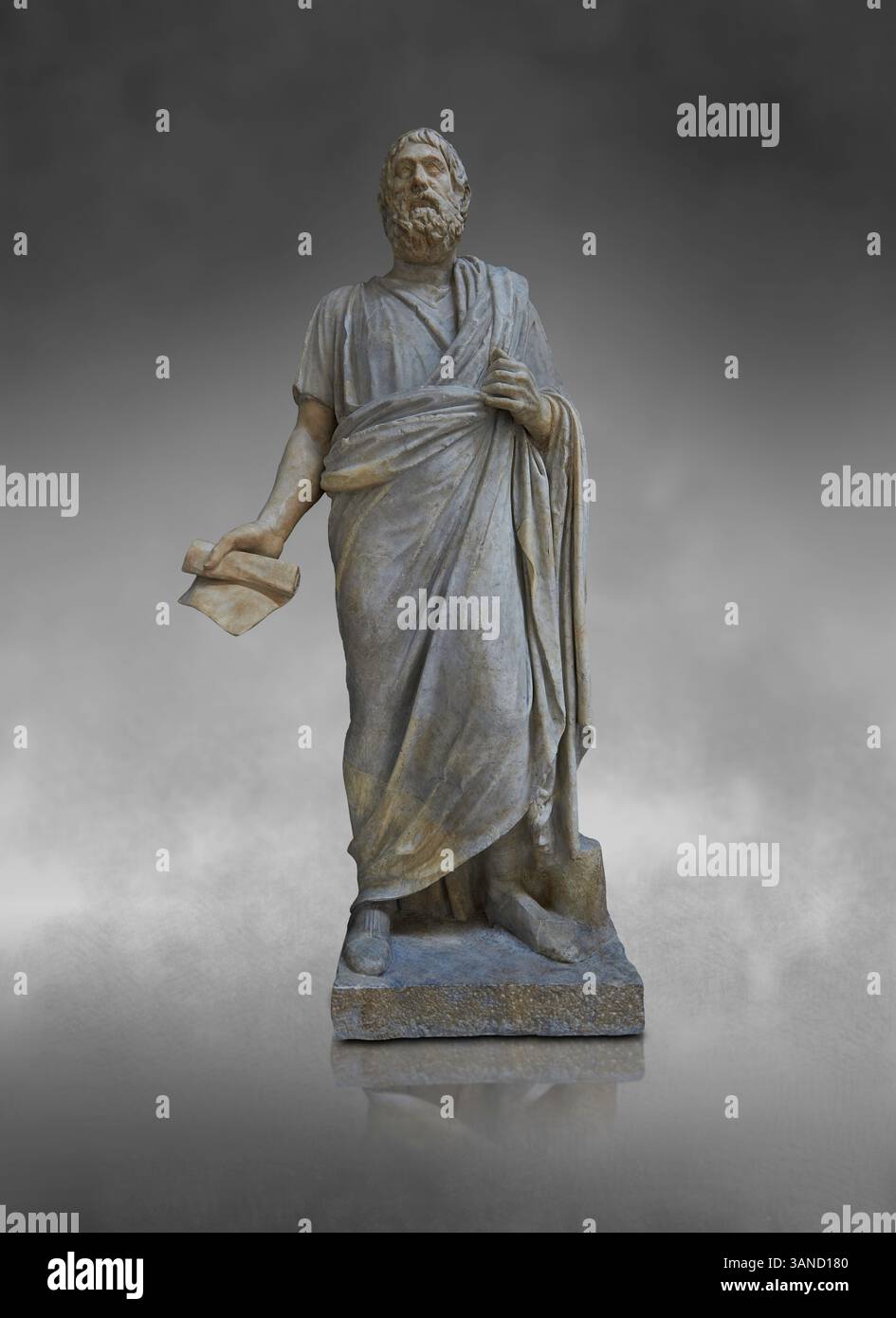 Roman statue of Sophocles, 1st - 2nd century AD, depicted wearing a ...