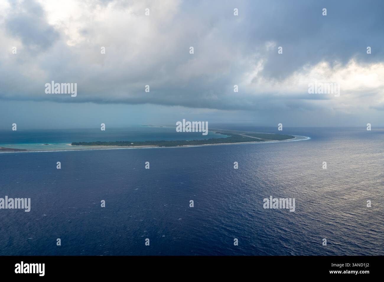 Tikehau atoll in the Tuamotus, French Polynesia, emerges from the deep ...