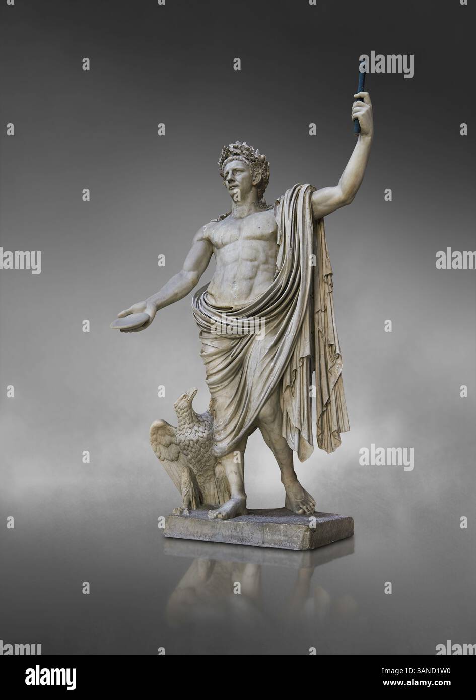 Roman statue of Emperor Claudius depicted as Jupiter wearing a civil ...