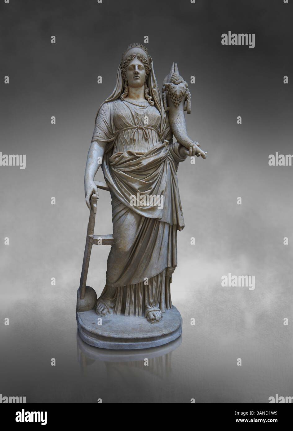 Roman statue of the goddess Fortuna, Roman copy of an earlier 4th cent ...