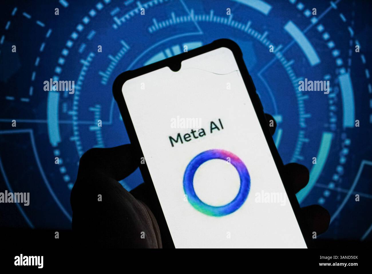 In this photo illustration, Meta AI logo is seen displayed on a ...