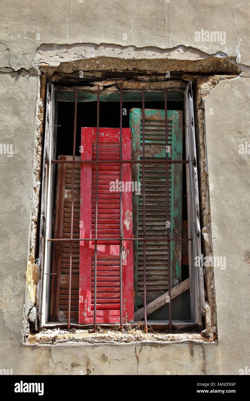 Window shutters inside the frame of a window Stock Photo - Alamy