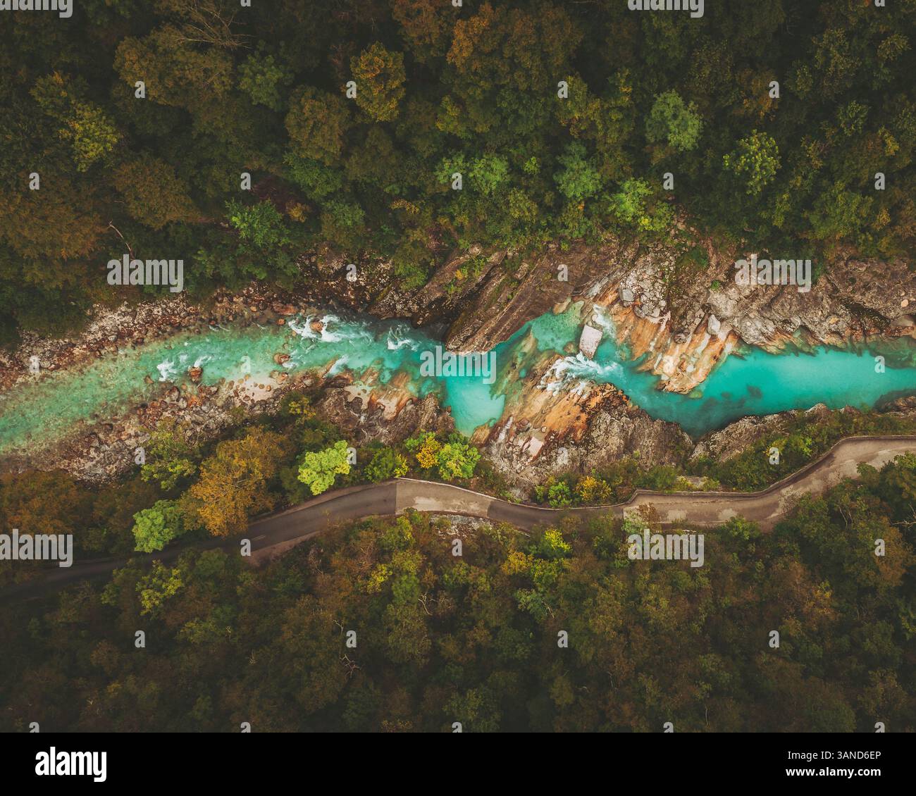 Aerial view of a bridge on the Soča / Isonzo river, Slovenia Stock ...