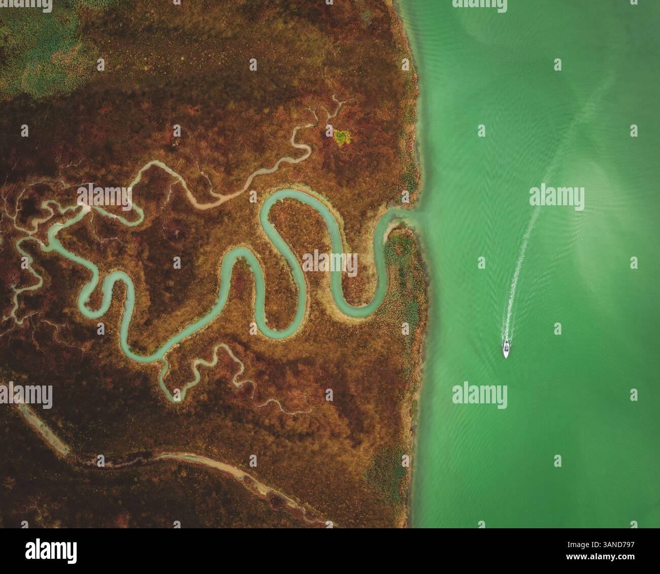 Aerial view of a delta in the Venetian Laguna, Venezia, Italy Stock ...