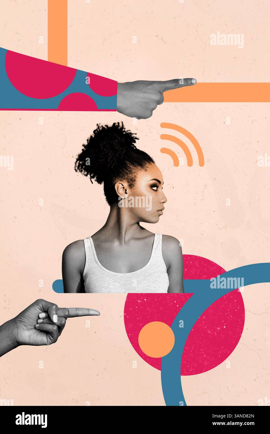 Pop trend collage of person over pastel background with geometry ...