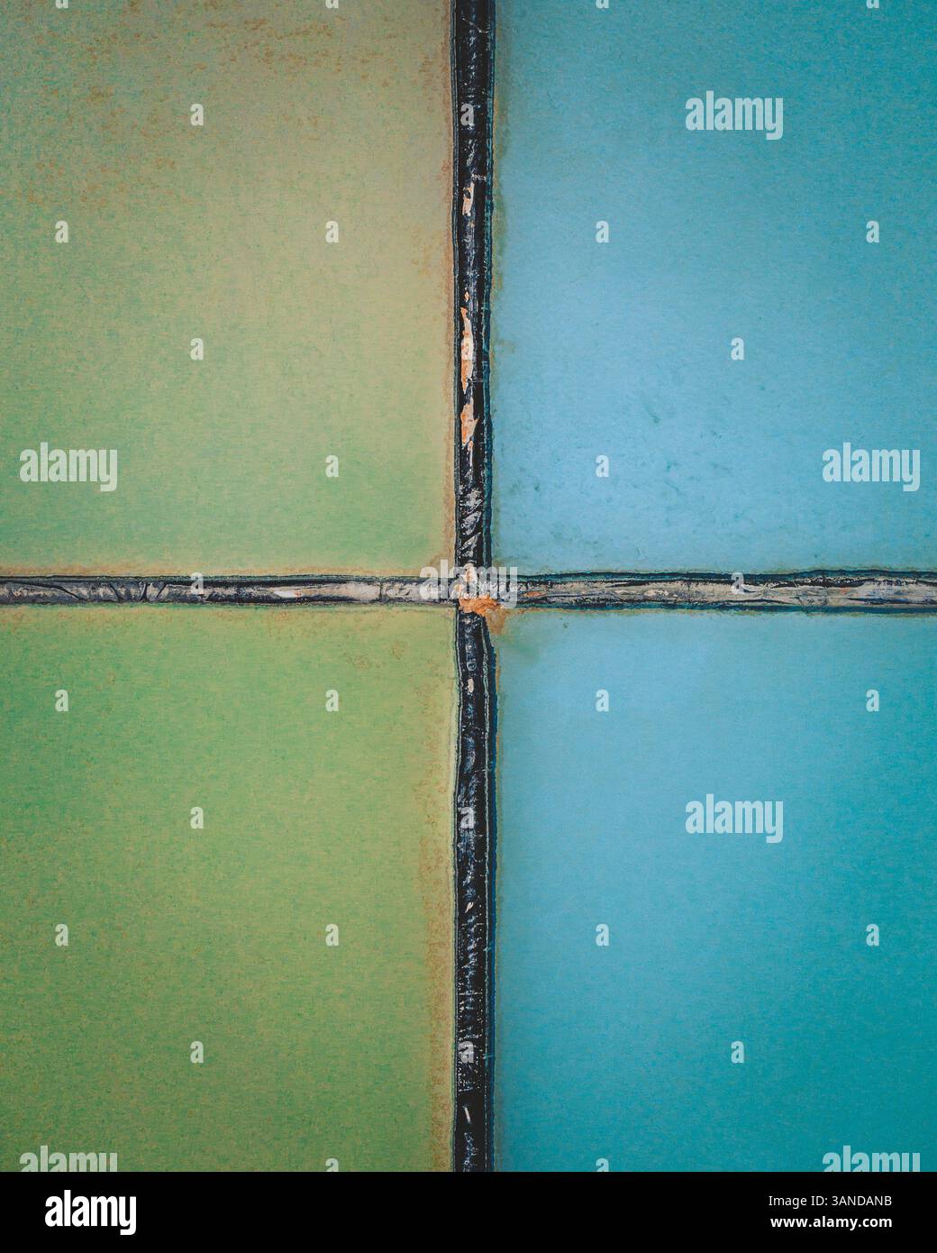 Aerial view of an abstract blue and turquoise clay lake in France Stock ...