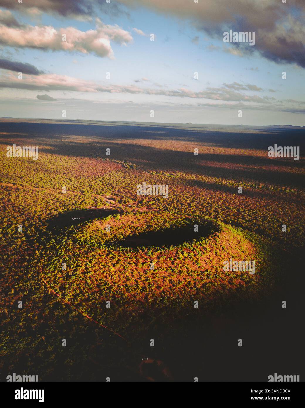 Aerial view of Kalkani Crater at Undara Volcanic National Park, Mount ...