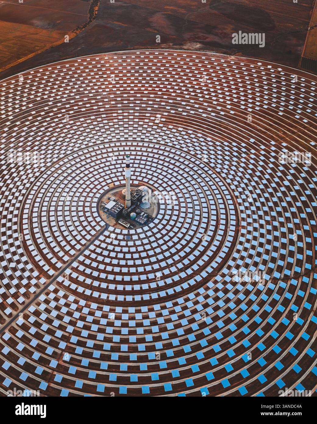 Aerial View of a Circular Solar Power Plant near Sevilla, Spain Stock ...