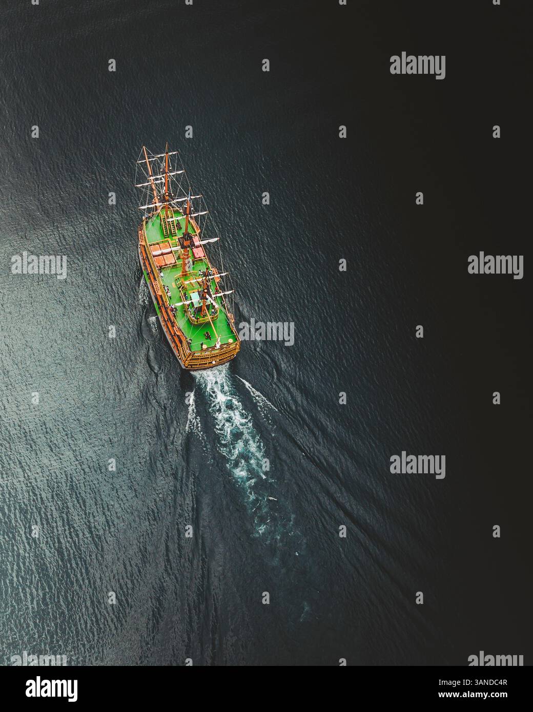 Aerial view of an old One Piece boat on Lake Hakone, Japan Stock Photo ...