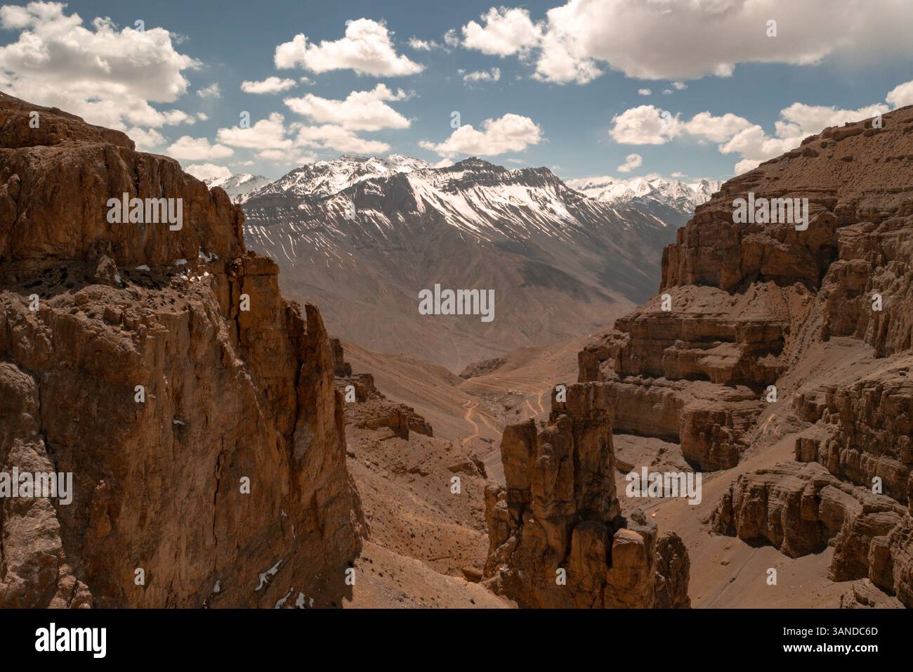 Aerial view of the mountain landscape from Spiti Valley, Kaza, Himachal ...