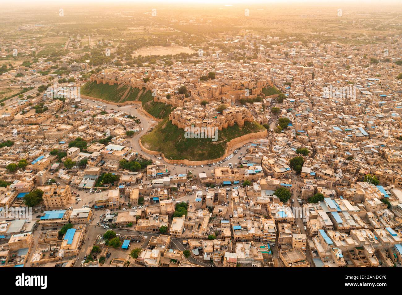 Aerial view of Jaisalmer fort in Jaisalmer, Rajasthan, India Stock ...