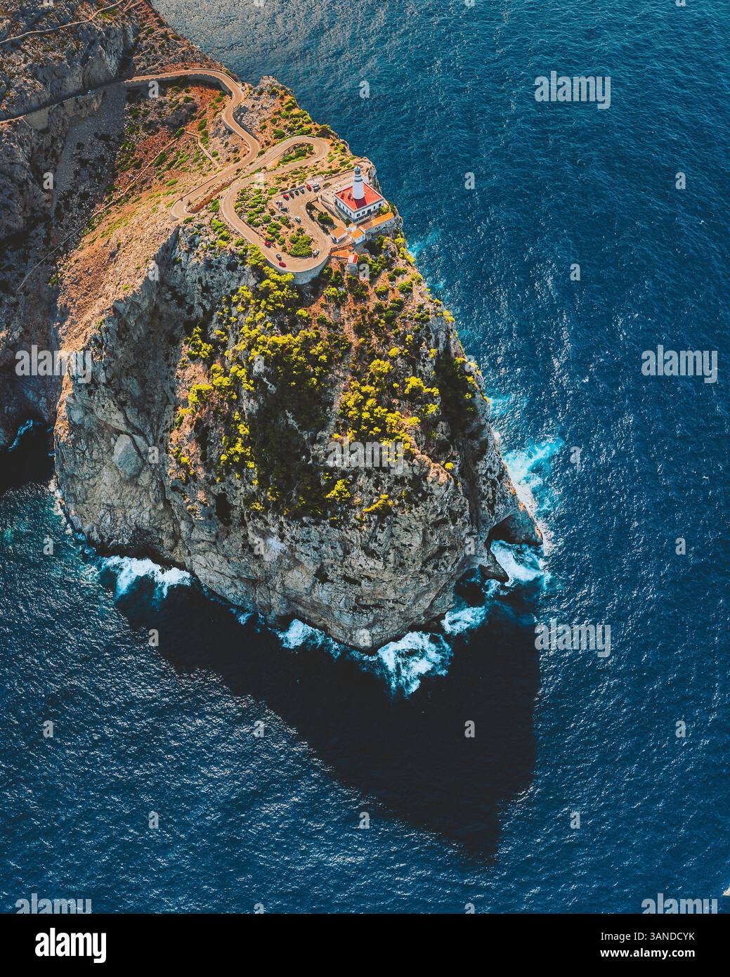 Aerial view of Cape Formentor, the northernmost point of Mallorca ...