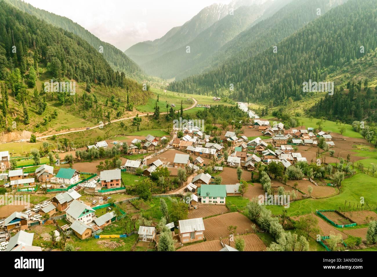 Beautiful aerial view pahalgam valley hi-res stock photography and ...