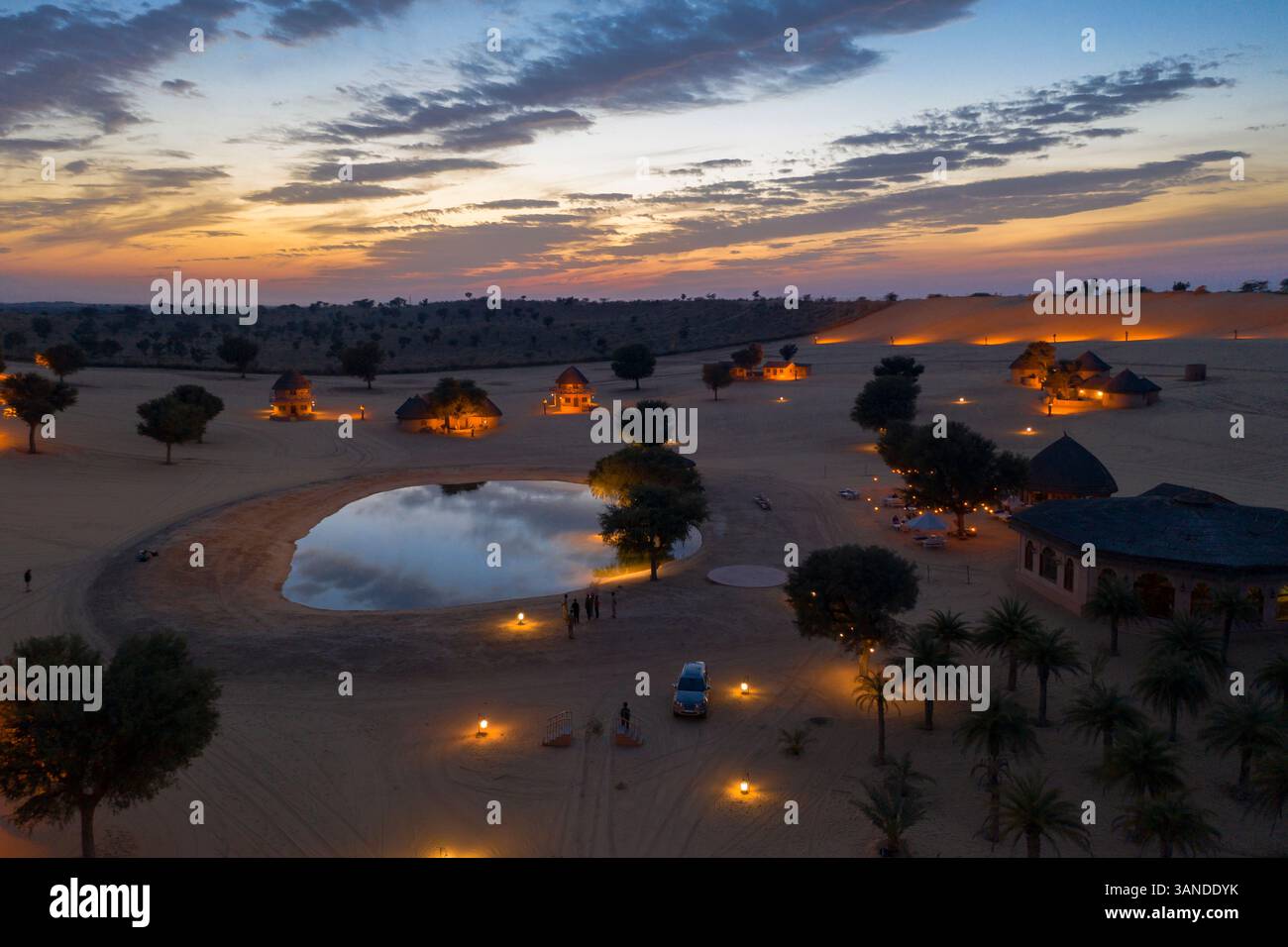 Aerial view of Khimsar Sand Dunes Village, a luxury resort in the ...