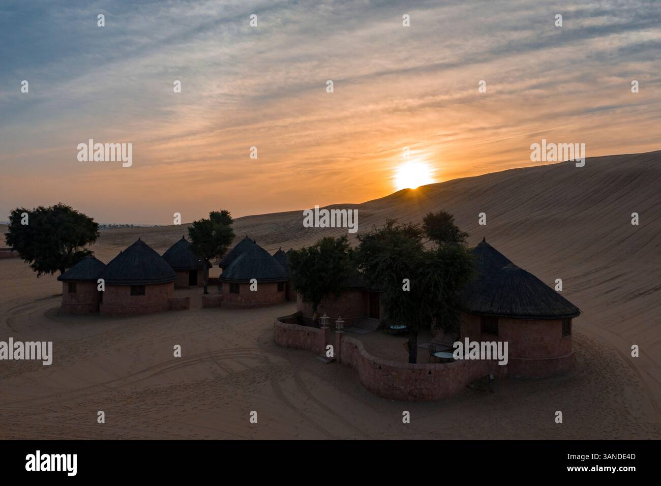Aerial view of Khimsar Sand Dunes Village, a luxury resort in the ...