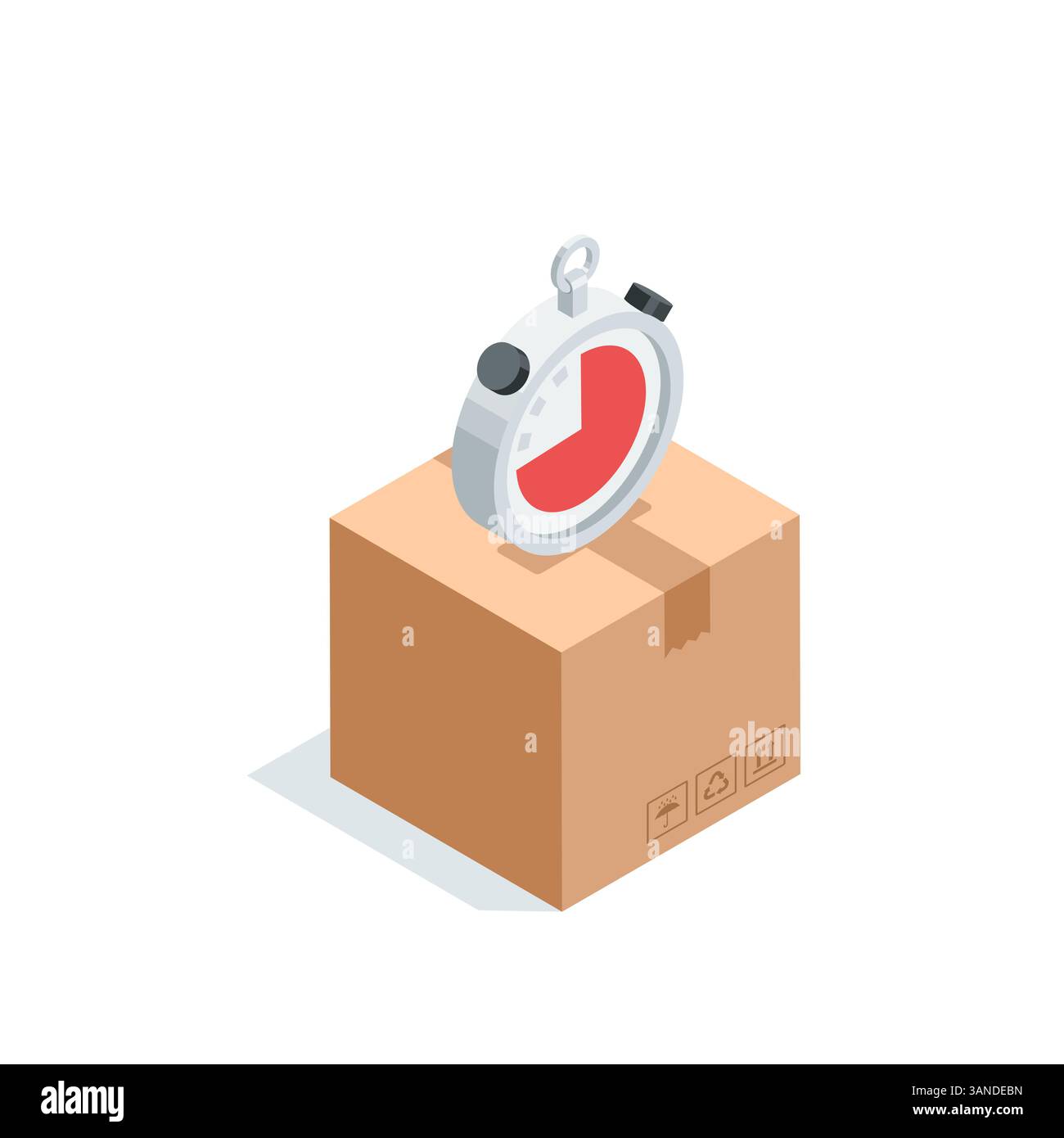 isometric vector box and stopwatch, in color on white background, fast ...