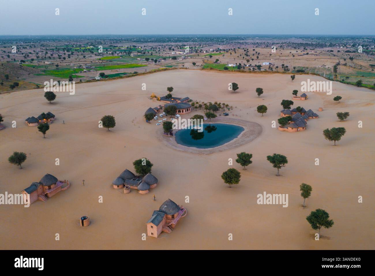 Aerial view of Khimsar Sand Dunes Village, a luxury resort in the ...