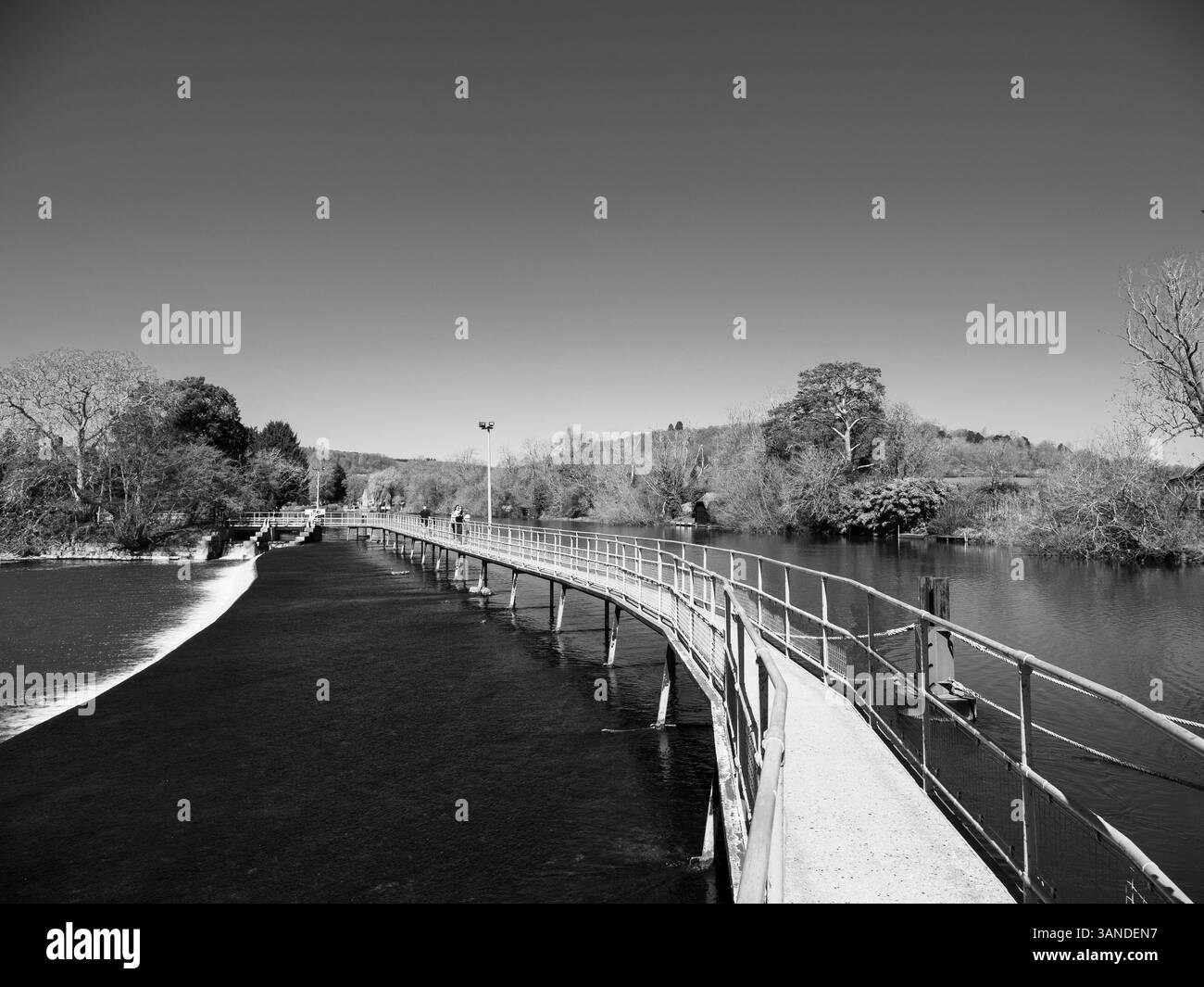 Monochrome, Hambleden Lock, and Impressive Weir, with Footpath, Mill ...