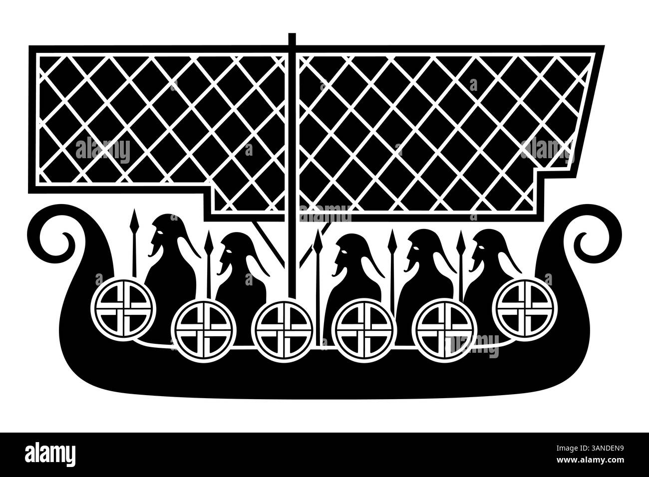 Design in Old Norse style. Ancient Celtic Scandinavian warriors with ...