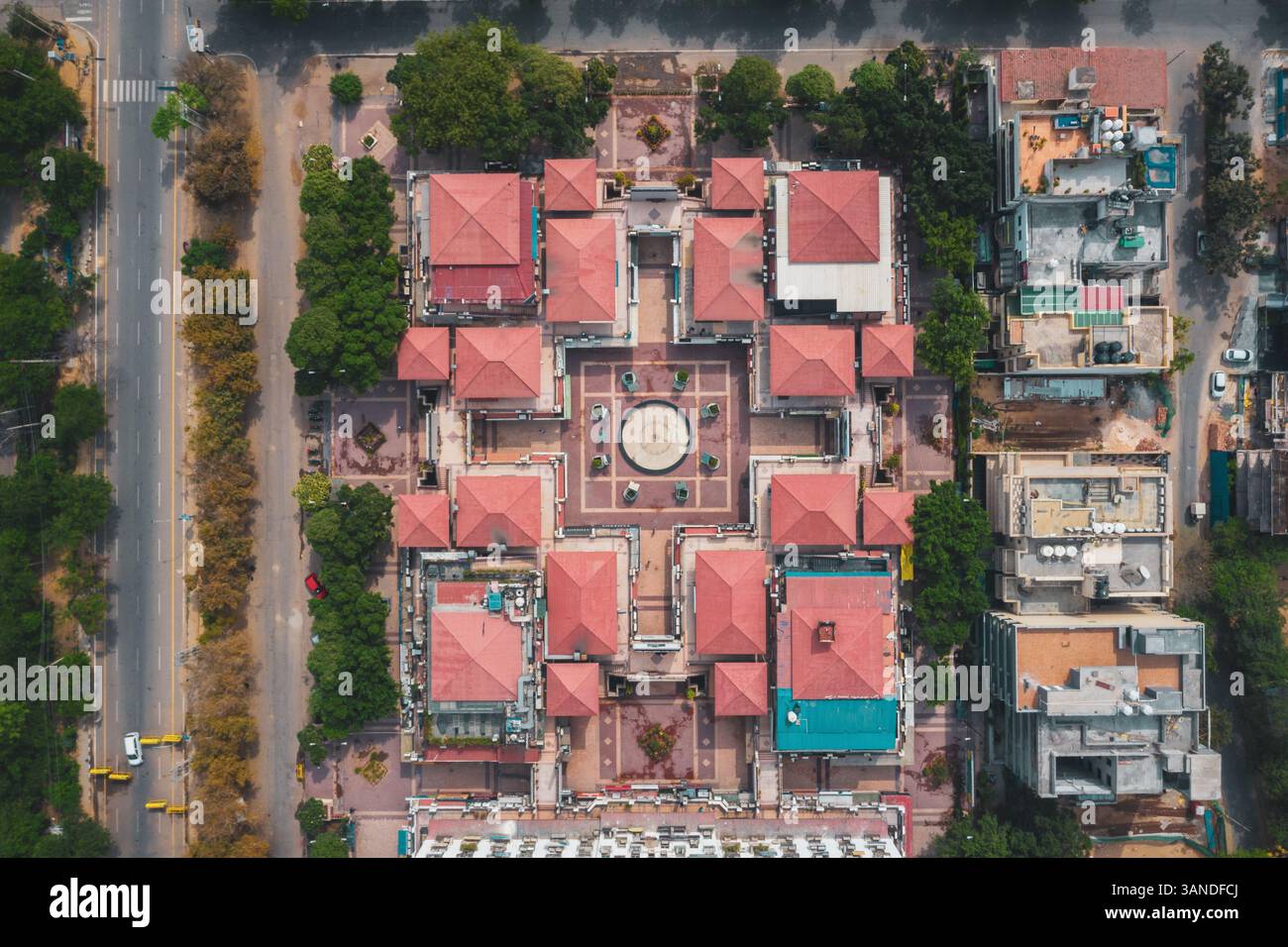 Aerial view of Gurugram residential district with tall buildings near ...