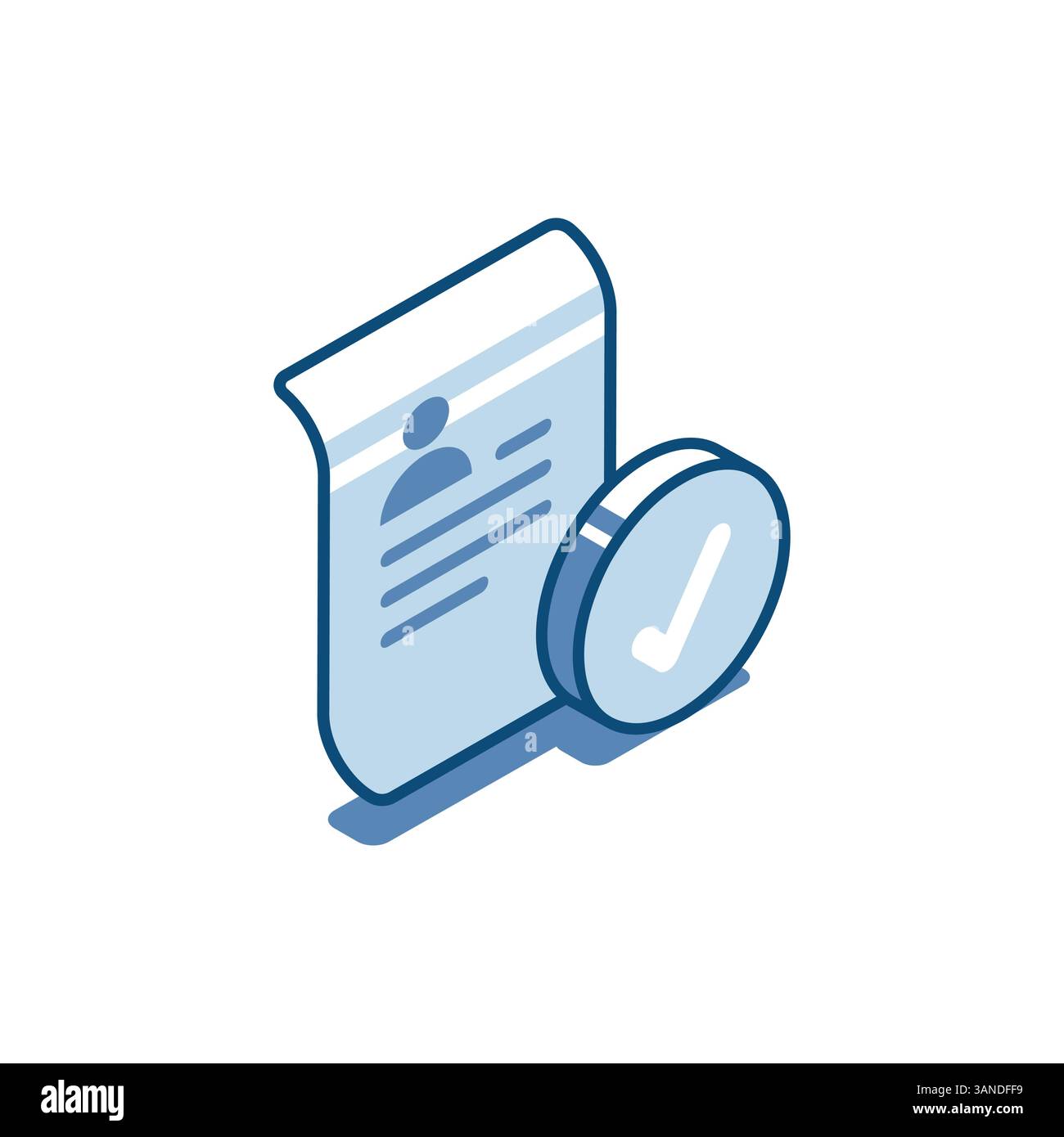 isometric vector sheet of paper and check mark linear icon, in color on ...