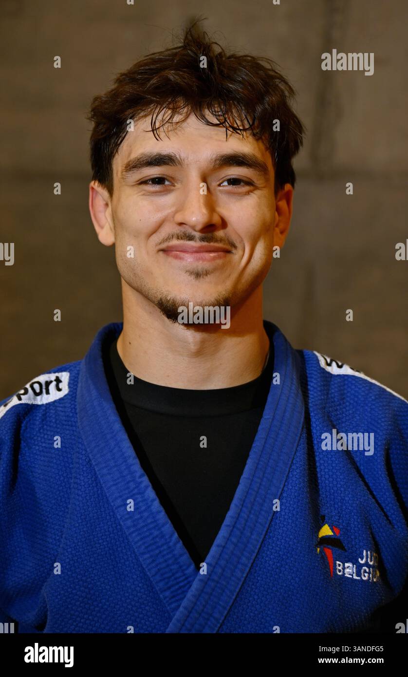 Belgian Zelemkhan Batchaev poses for the photographer during a press ...