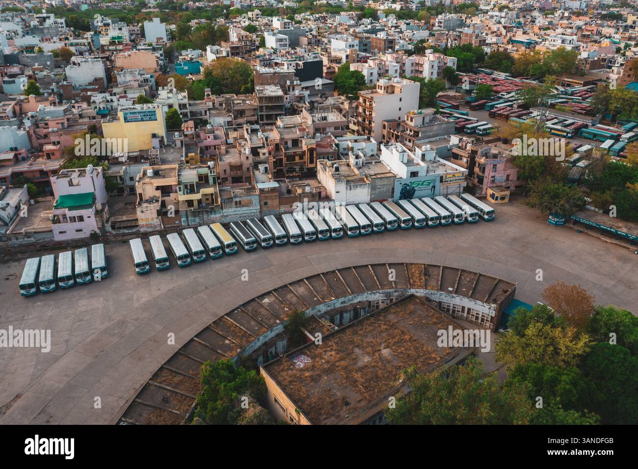 Aerial view of Gurugram bus station near the city of New Delhi in ...