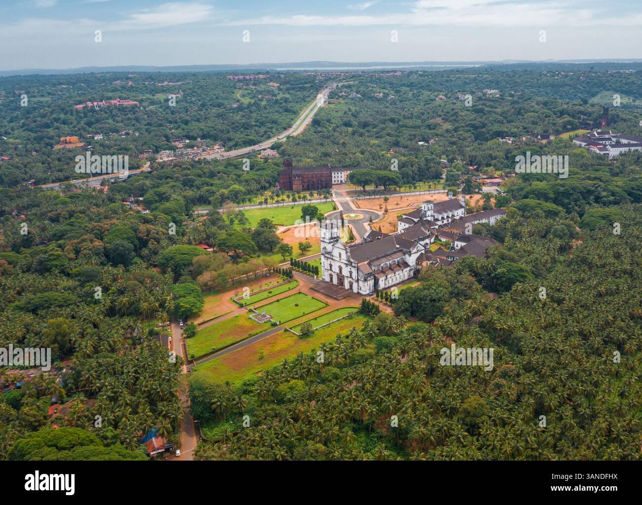 Aerial view of the Sé Catedral de Santa Catarina, old Goa, India Stock ...