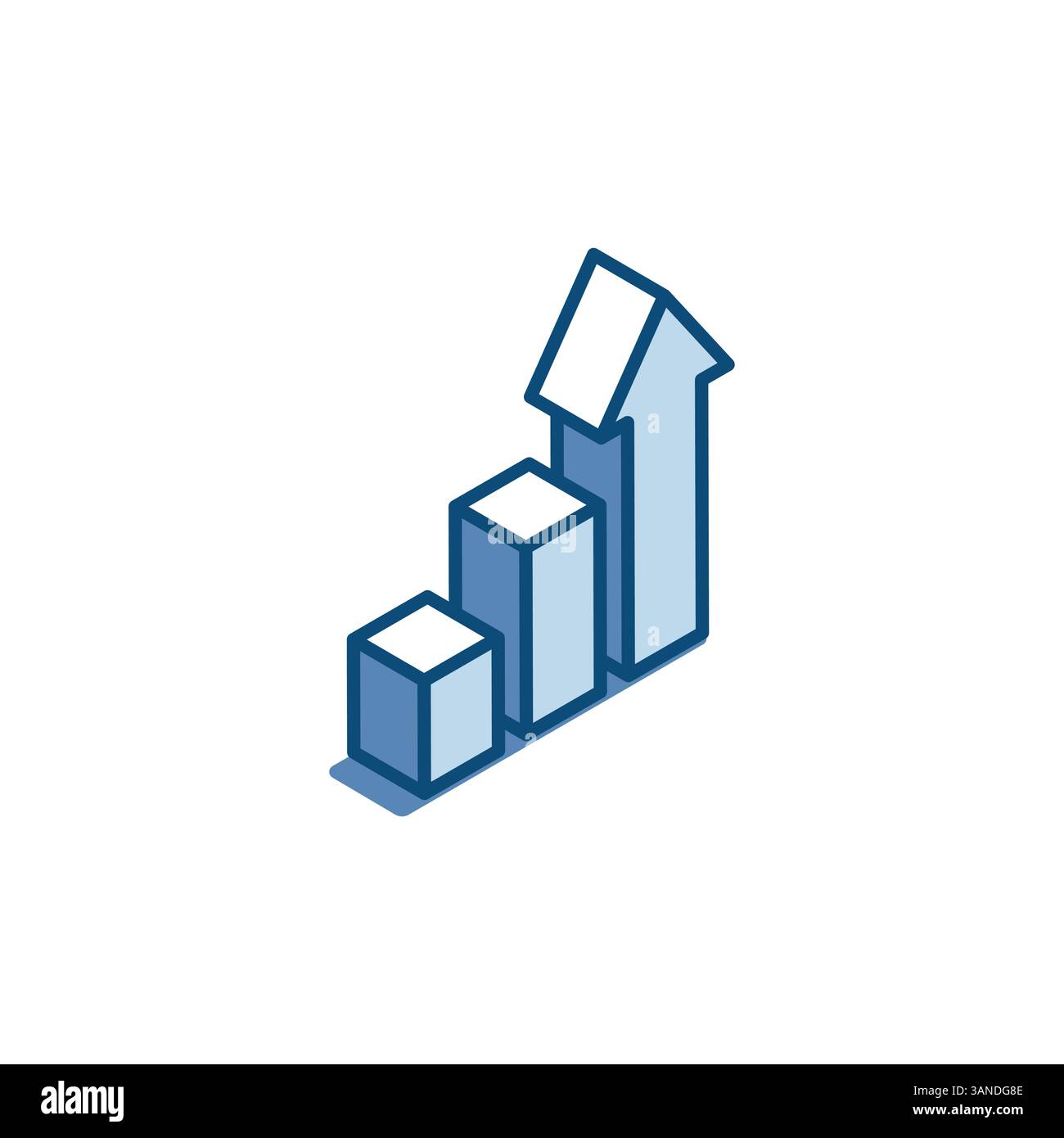 isometric vector chart linear icon with arrow, in color on white ...