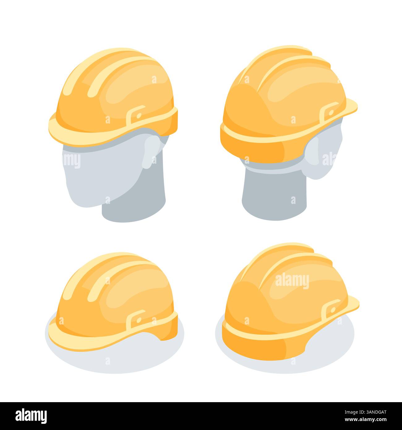 isometric vector construction helmet front and back view, in color on ...