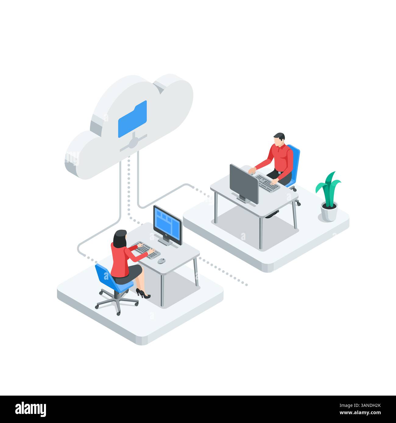 Woman in office digital data Stock Vector Images - Alamy