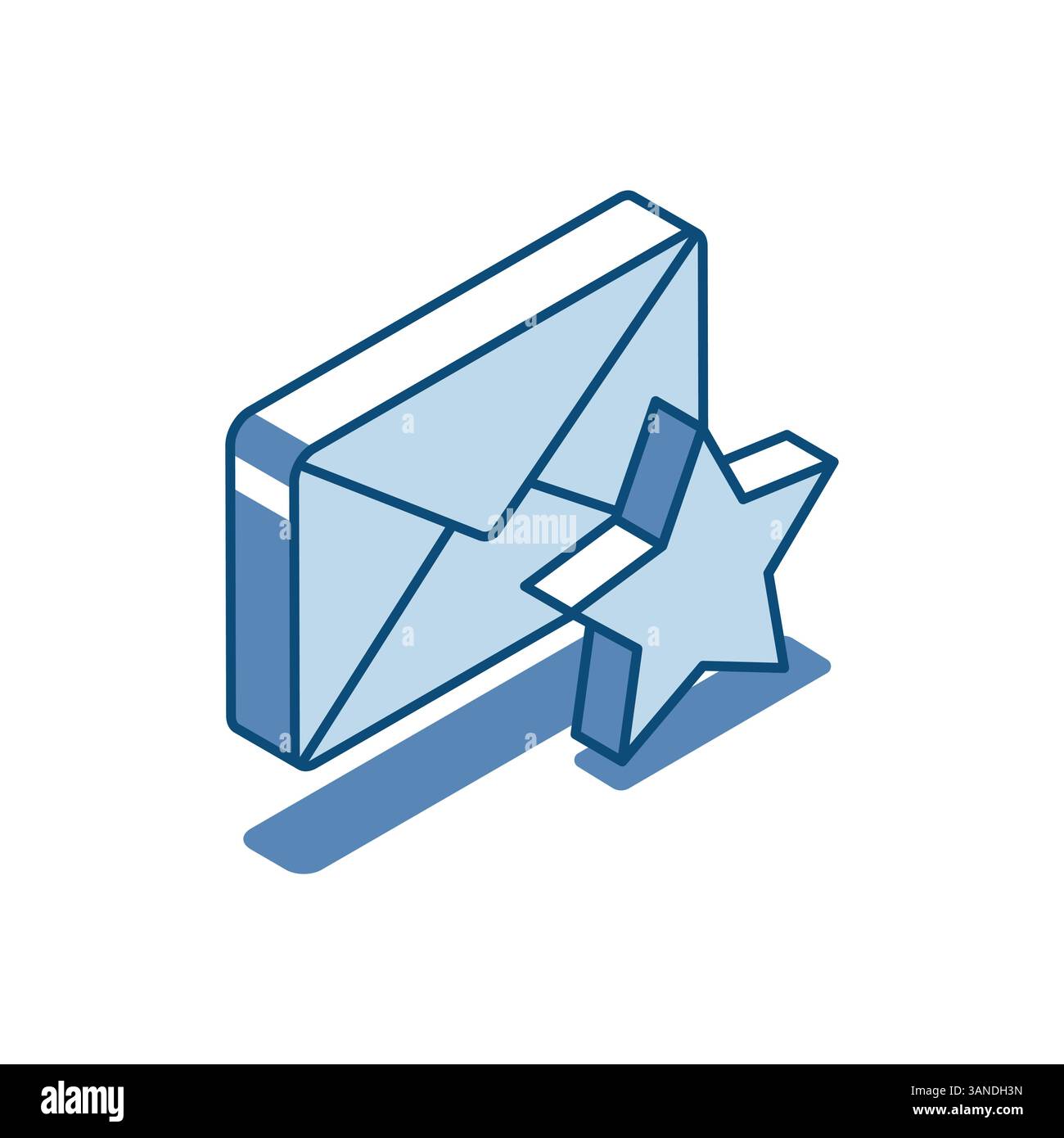 isometric vector envelope linear icon with a star, in color on a white ...