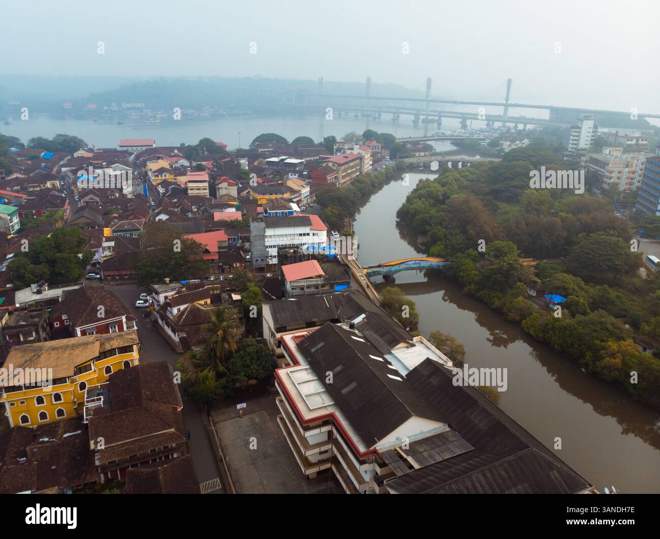 Aerial view of Altinho neighbourhood in old quarter Panjim in central ...
