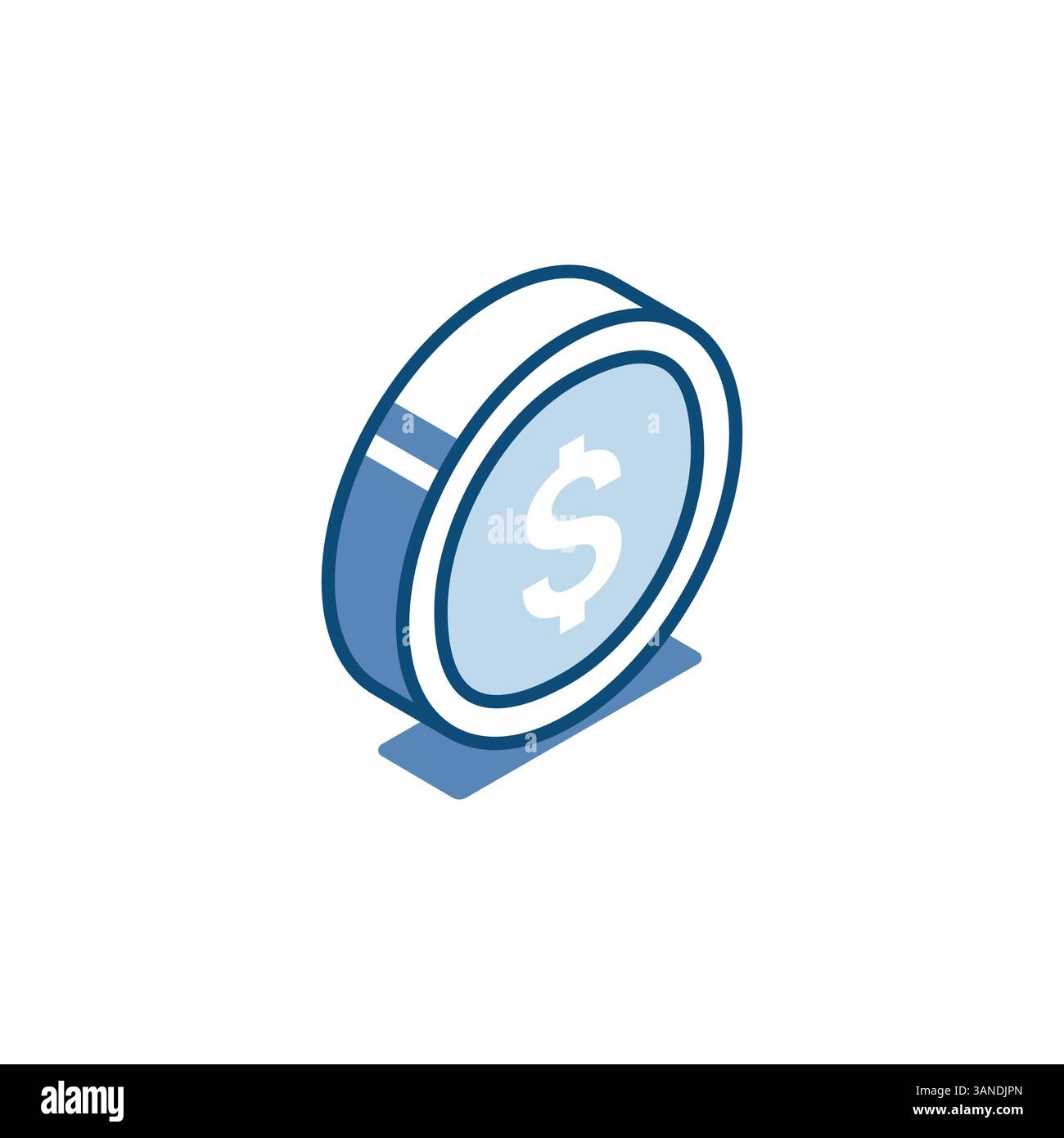 dollar coin isometric vector linear icon, in color on white background ...