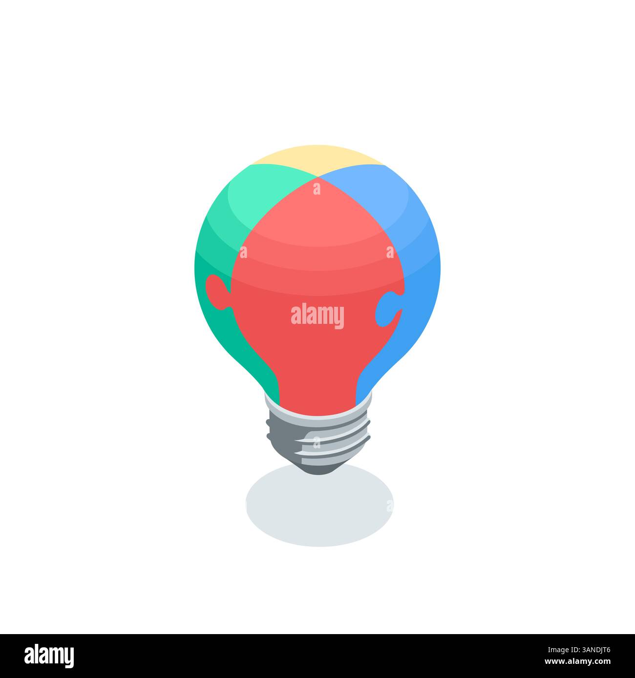 isometric vector light bulb made from puzzle pieces, in color on a ...