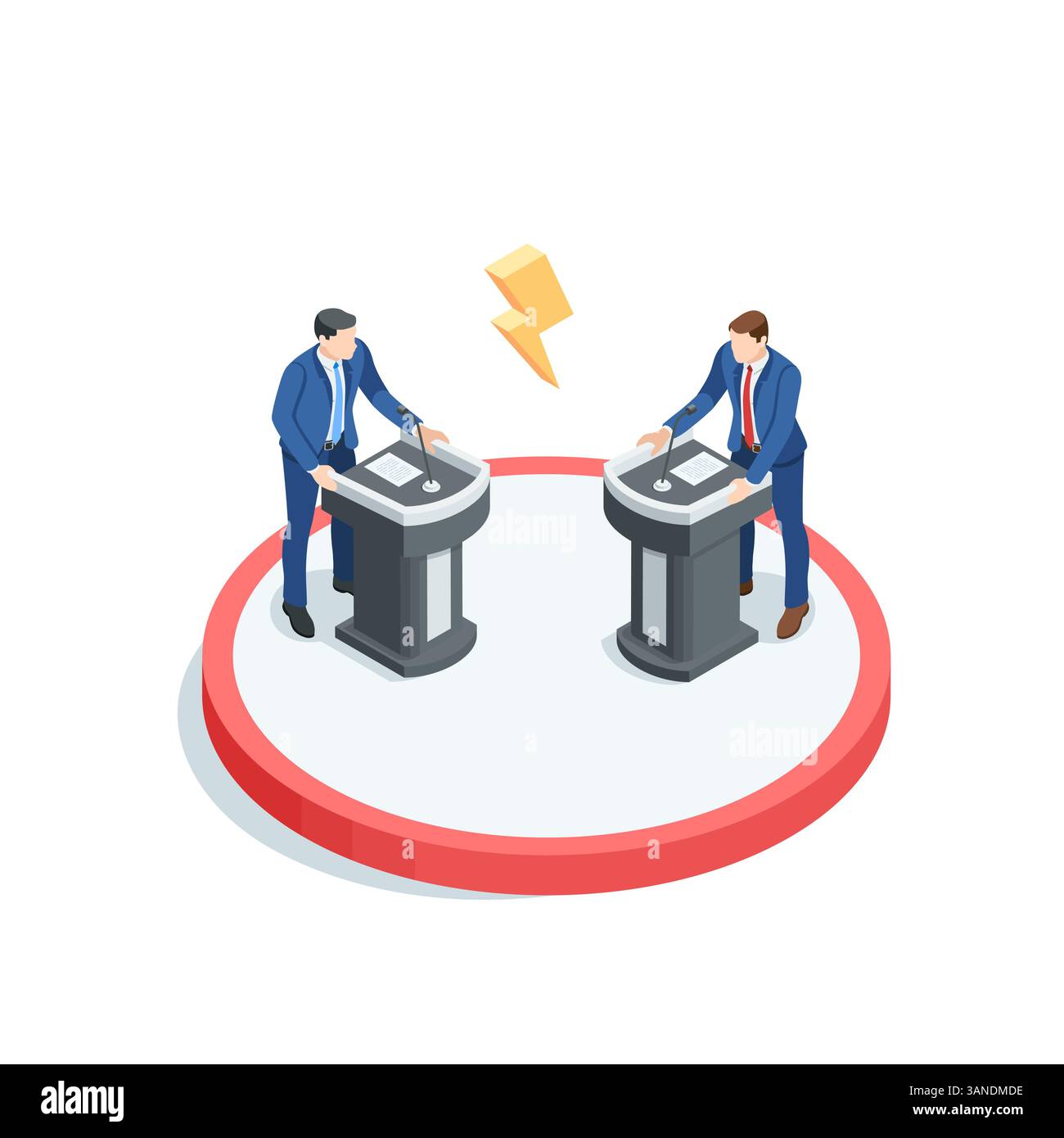 isometric vector business men at the podium discussing among themselves ...