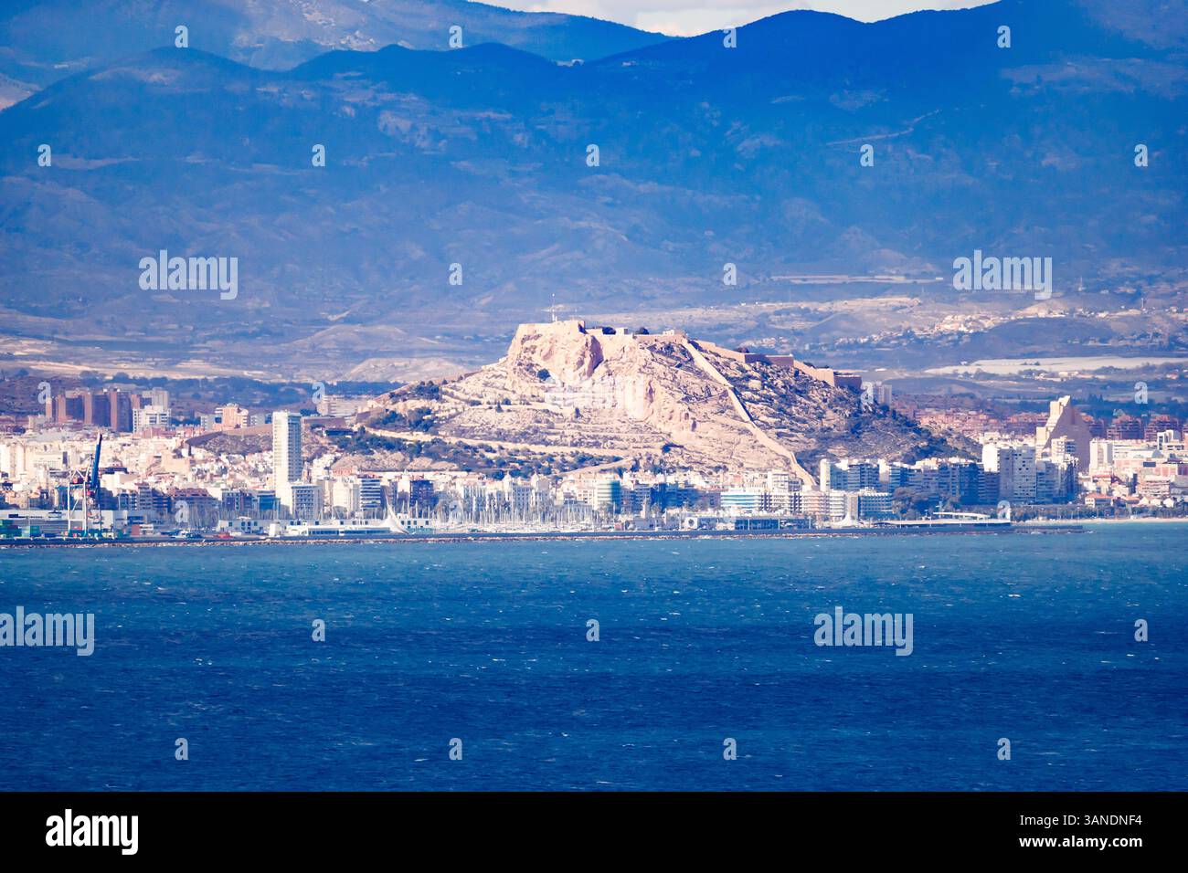 The castle of Alicante seen from the cape of Santa Pola Stock Photo - Alamy