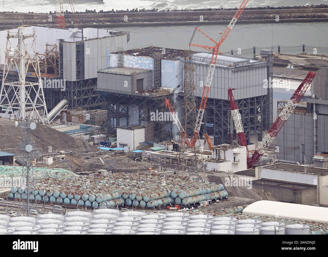An aerial photo shows Fukushima Daiichi Nuclear Power Plant unit 2 in ...