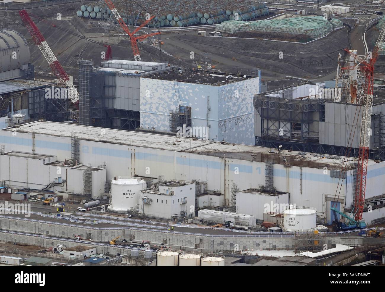 An aerial photo shows Fukushima Daiichi Nuclear Power Plant unit 2 in ...